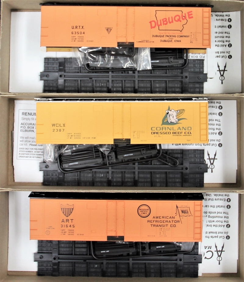 Accurail 8093ACU 40' Steel Reefer Kits, Meat Packing Set (3-Pack) - Hattons