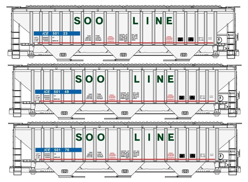 Accurail 8157ACU Pullman Standard Covered Hopper Kits, Soo Line (3)
