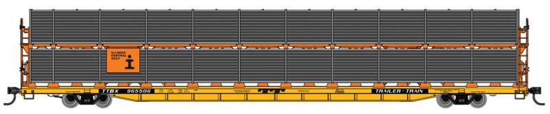 Walthers 910-8116 89' Flat Car with Bi-Level Shielded Auto Rack, Illinois