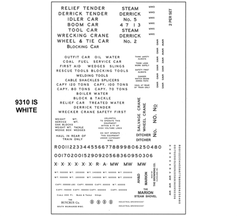 Tichy Train Group 9310TTG Railroad Gothic Wreck Train Decals (black)