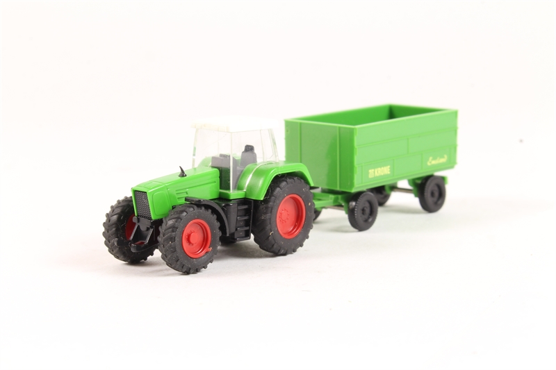 Wiking 9600124 Farm Tractor and Trailer in Green - Hattons
