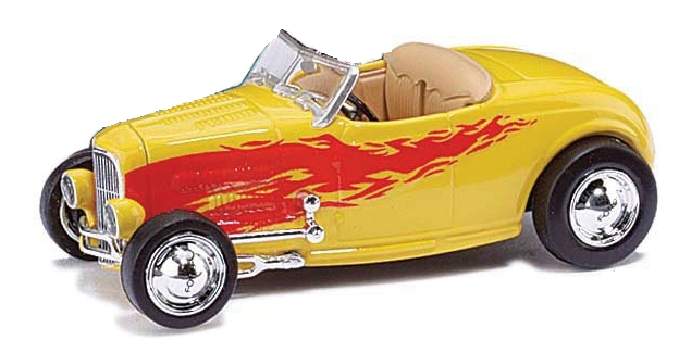Busch 9838597-Y Ford Hot Rod Roadster (Yellow with Flames)