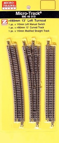 Micro-Trains 99040910M-T Micro-Track R490mm 13-Degree Left Manual