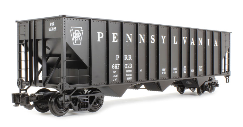 Aristocraft A41421P 3-bay 100-ton coal hopper - PRR Keystone