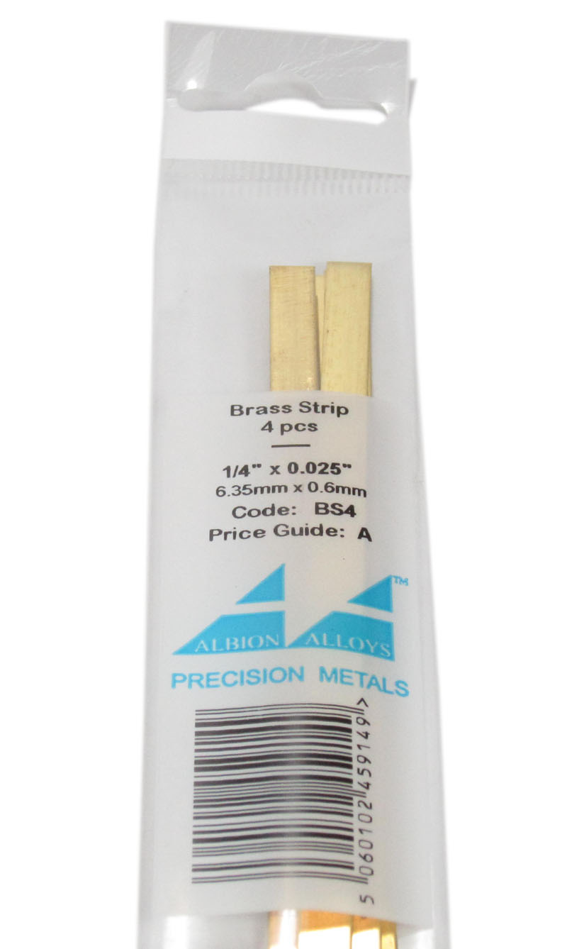 Albion Alloys BS4 Brass Strip 1/4" X 25Th Per 5