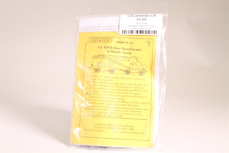 Cambrian C5Cambrian GWR 6 Ton Hand Crane and Match Truck - Hattons