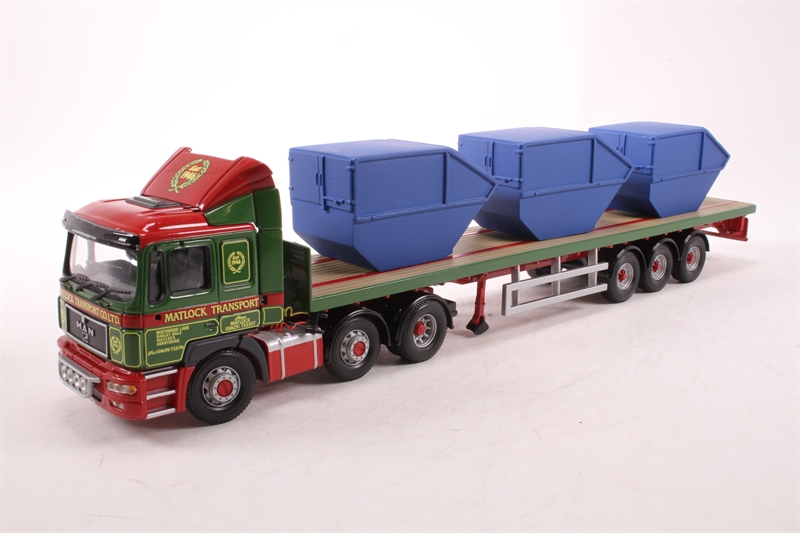 Corgi CC12013 MAN Flatbed with Trailer & Skip Load - Matlock Transport