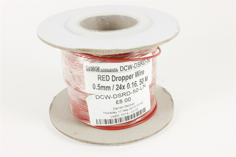 DCC Concepts DCW-DSRD-50 Red Dropper Wire 0.5mm / 50M