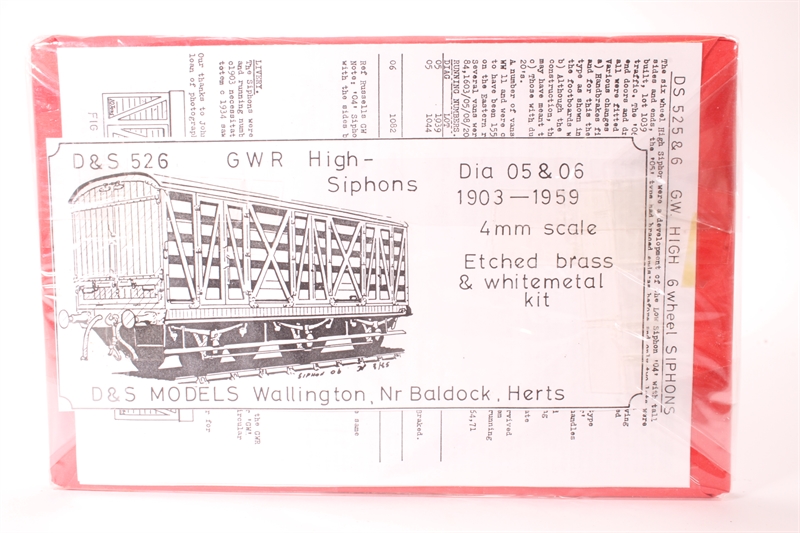 D&S Models DS525 GWR 6-Wheel Siphon (High) - Etched Brass - Hattons