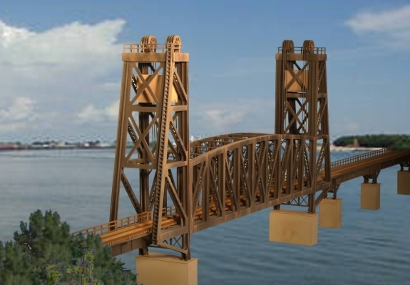 Custom Model Railroads HO-028CMRR Vertical Lift Bridge Double Track Kit