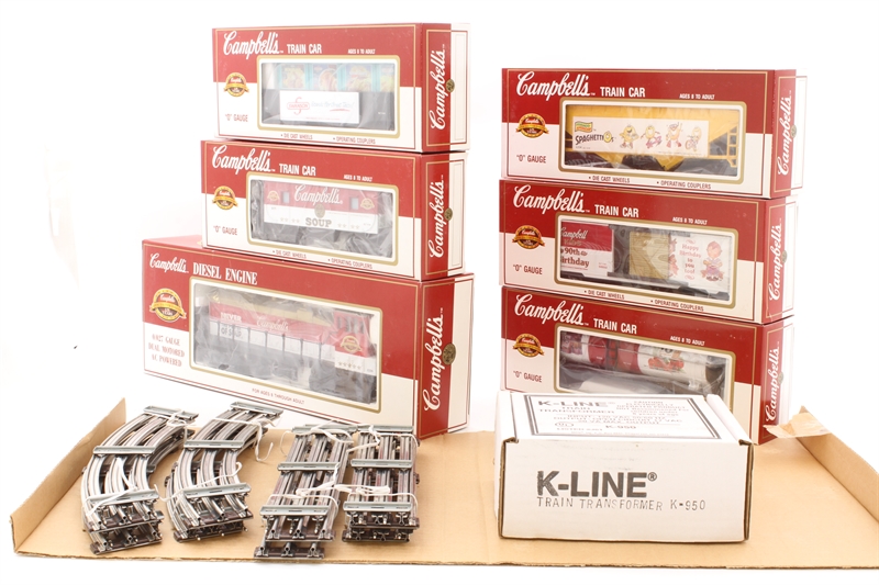 K-Line K1422 Campbell's train set with MP-15 diesel, 4 freight cars and