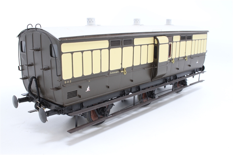 Kitbuilt KB1224 GWR V13 6 wheel passenger brake 502 in GWR chocolate ...