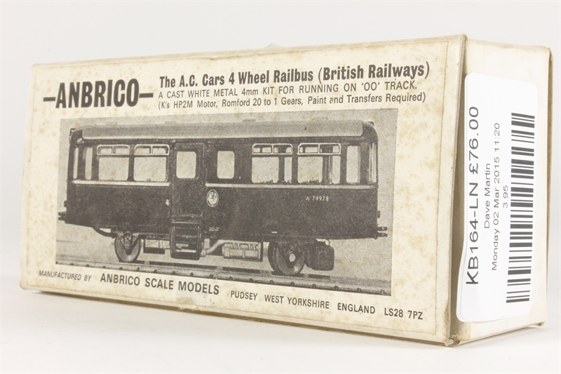 Scratchbuilt KB164 AC Cars Railbus W79975 in BR green - built from