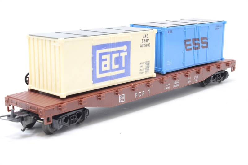Lima L302865 Bogie Flat Wagon with two containers - 'ESS' & 'ACT'