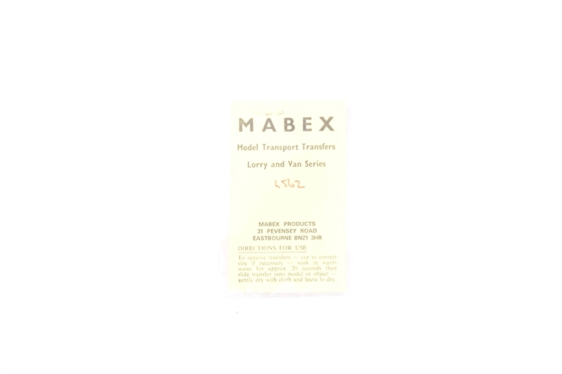 Mabex L562Mabex Lyons Tea Waterslide Transfers (Lorry and - Hattons