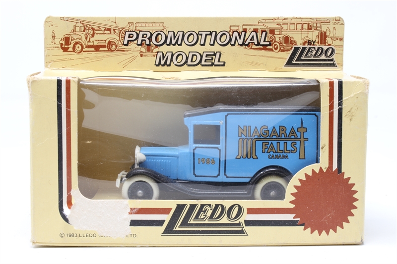 Lledo LP13029Blue Ford Model A van 'Niagara Falls' in blue