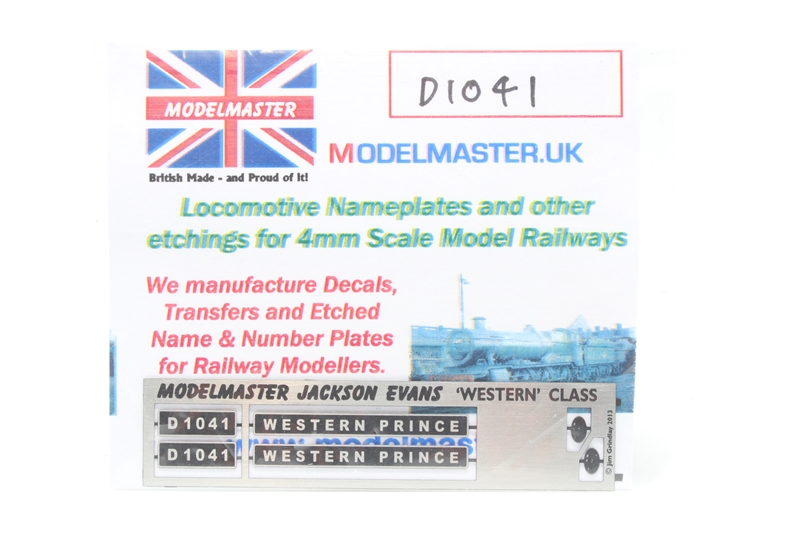Modelmaster Transfers MMD1041 Etched name & number plates - 'D1041