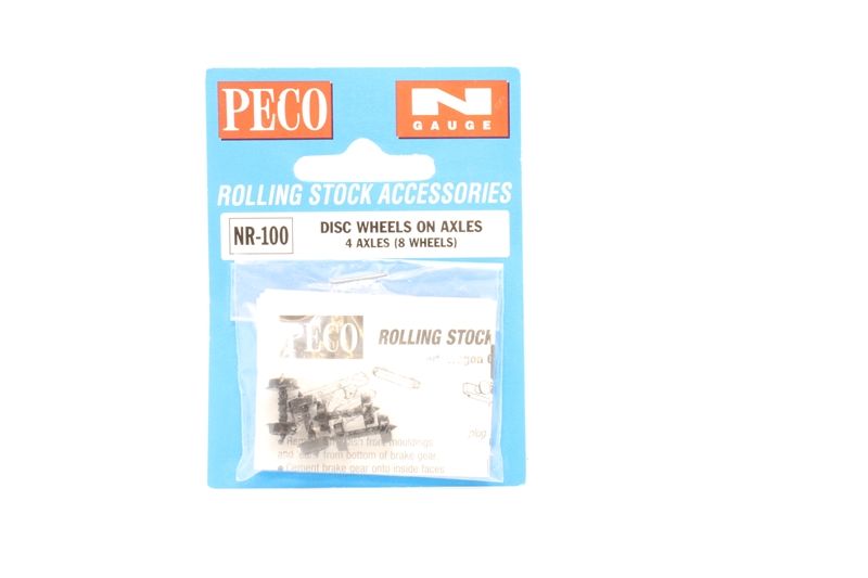 Peco Products NR-100 Disc Wheels on axles, Hardlon mouldings