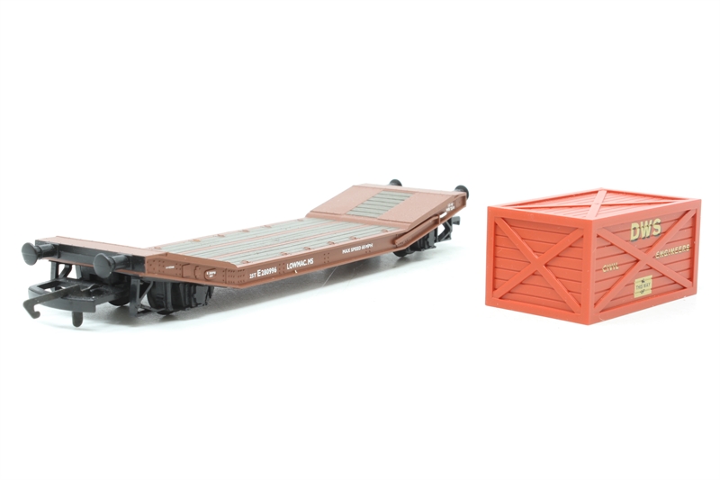 Hornby R1037-E280996 Lowmac flat wagon in BR bauxite with - Hattons