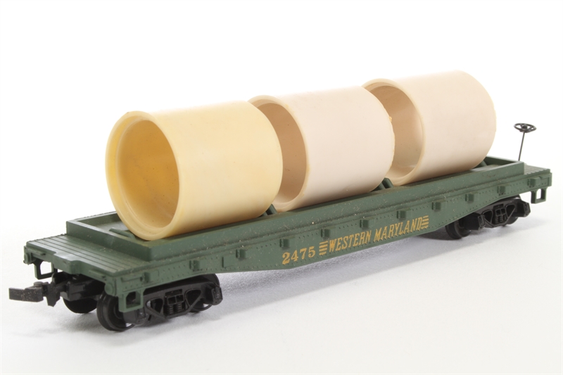 Tyco TY342B 40' Flat Car with Culvert Pipe load of the Western Maryland - Hattons