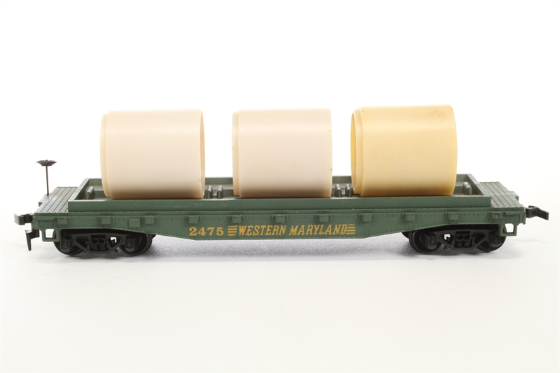 Tyco TY342B 40' Flat Car with Culvert Pipe load of the Western Maryland - Hattons