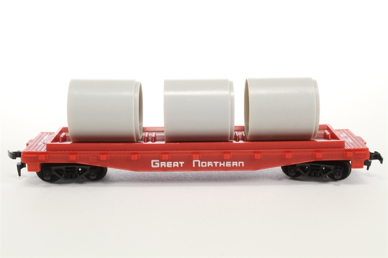 Tyco TY342D 40' Flat Car with Culvert Pipe load of the Great Northern