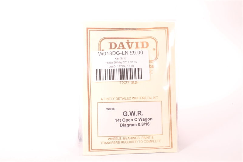 David Geen Models W018DG GWR Open C Tube Wagon Kit - Hattons